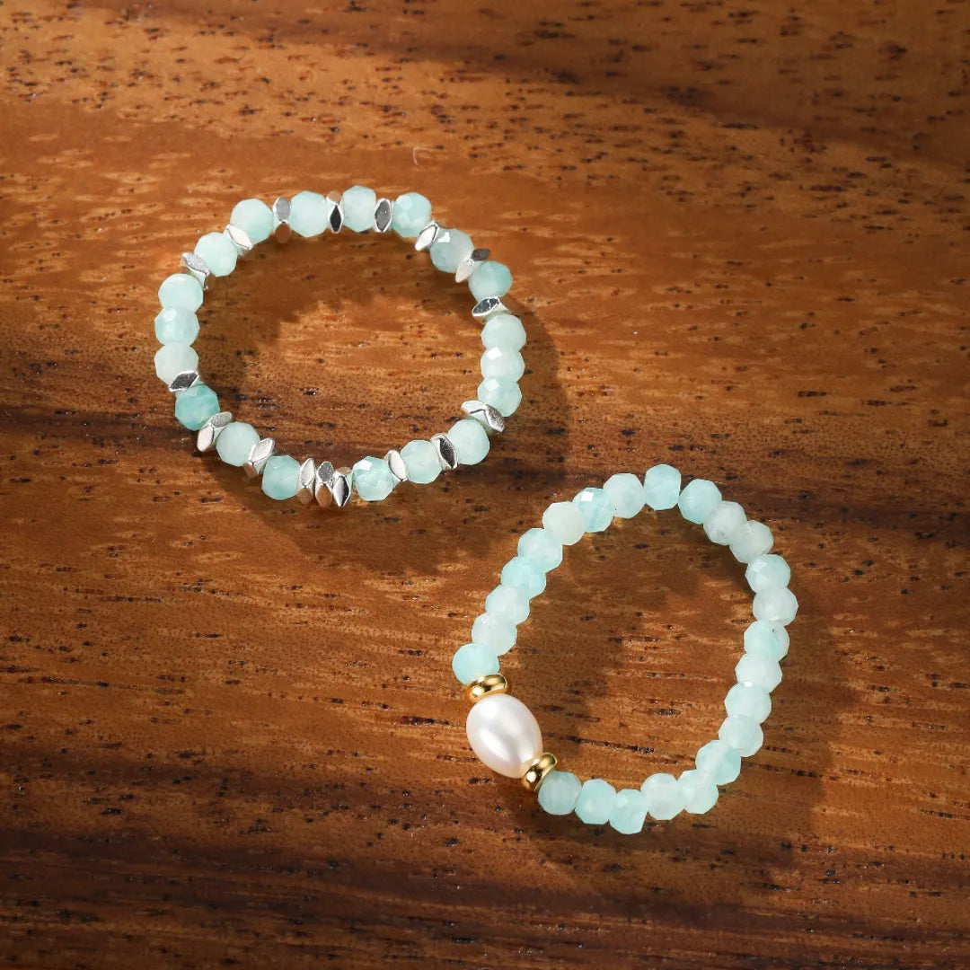 Anillo de Amazonita y Perla "Sueño Calmante"